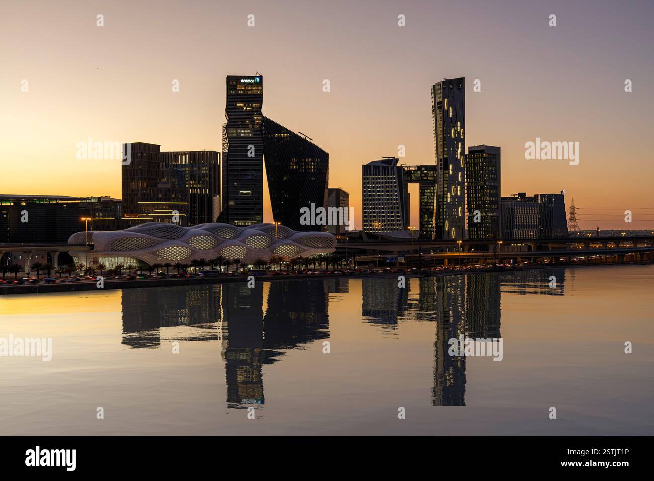 Beautiful New Riyadh Skyline after sunset. Riyadh city towers in Saudi ...