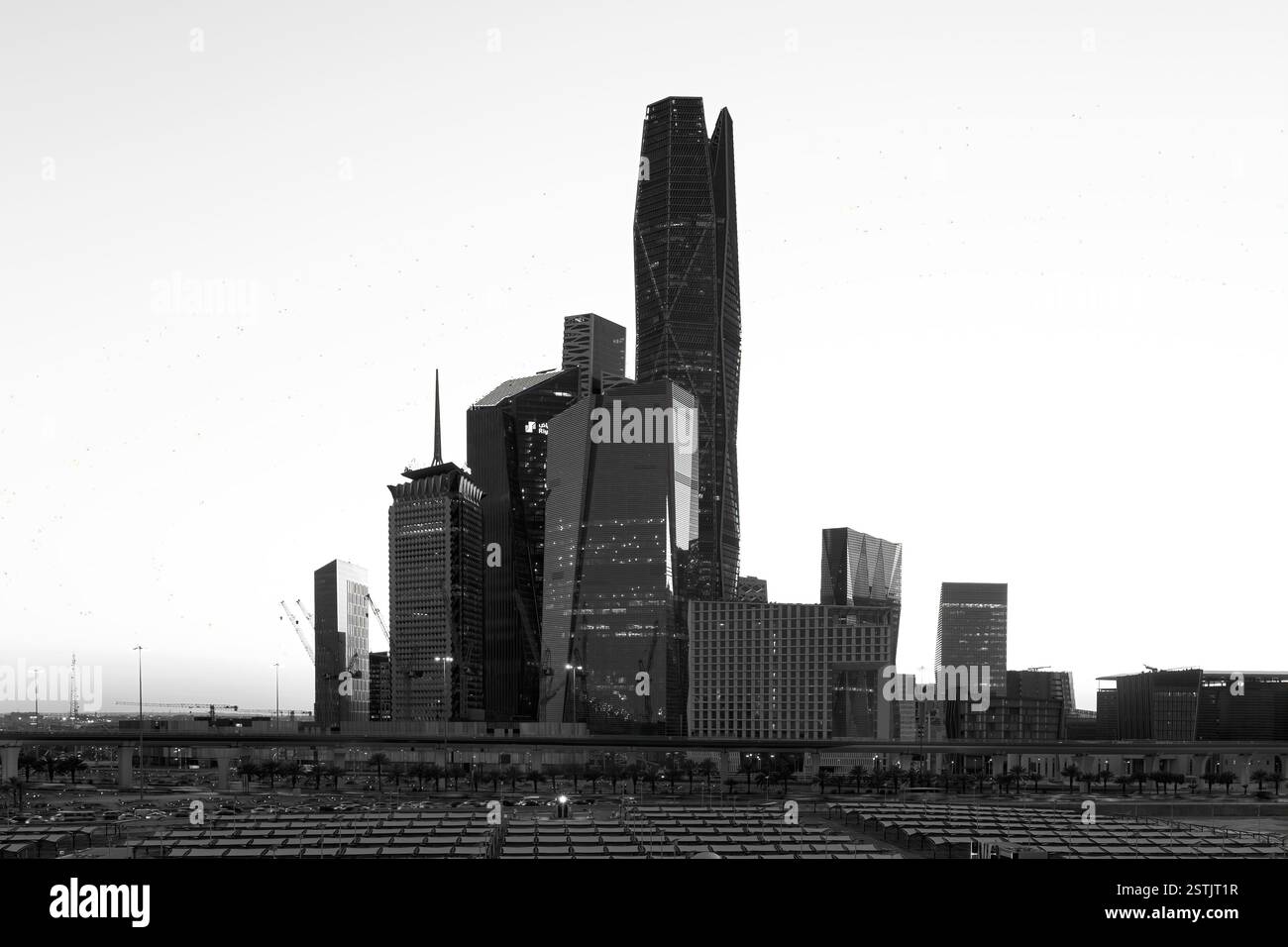 Beautiful New Riyadh Skyline after sunset. Riyadh city towers in Saudi ...