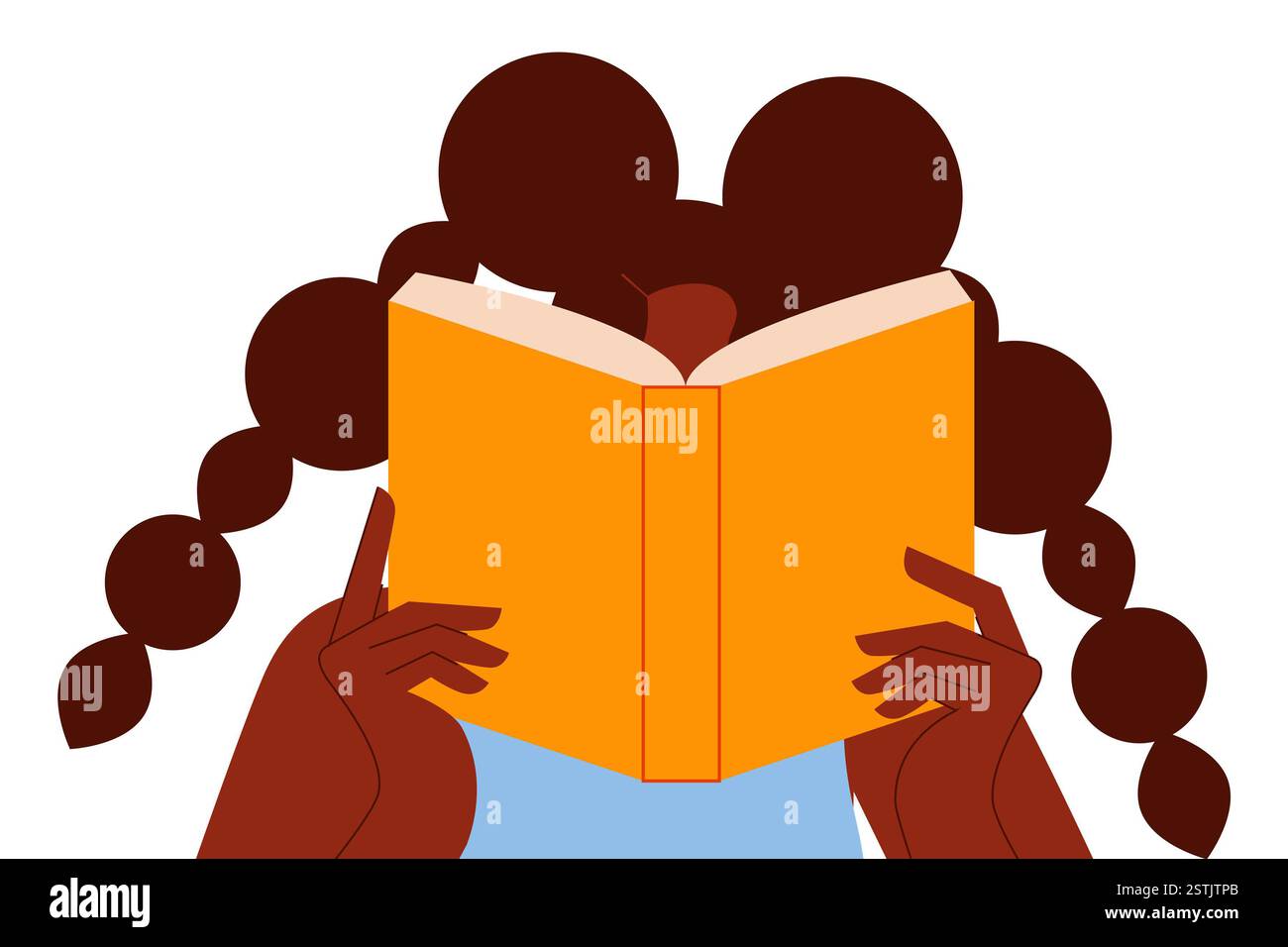 Stylized digital illustration of a dark-skinned woman with braided hair ...