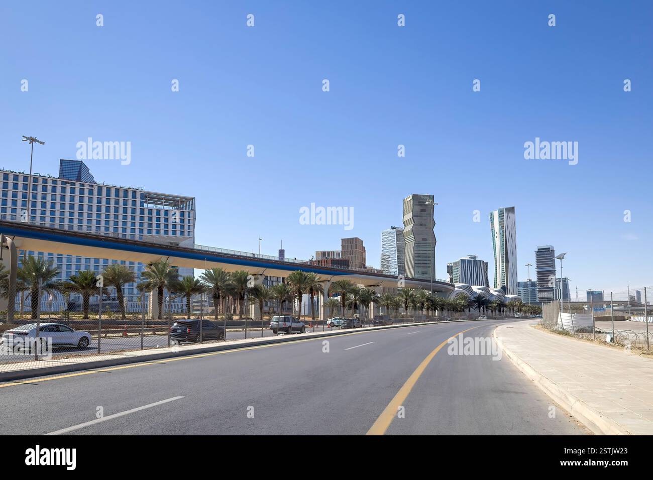 Beautiful New Riyadh Skyline after sunset. Riyadh city towers KAFD in ...