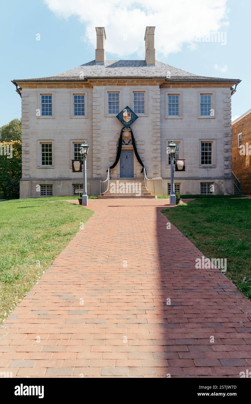 The historic building in Alexandria features a prominent entrance ...