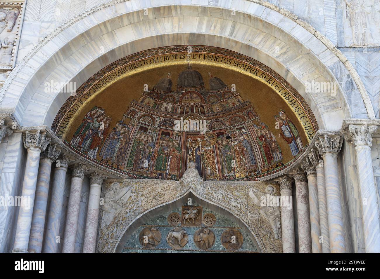 St. Mark's Basilica, Tympanum and lunette of st. Alypius portal with ...