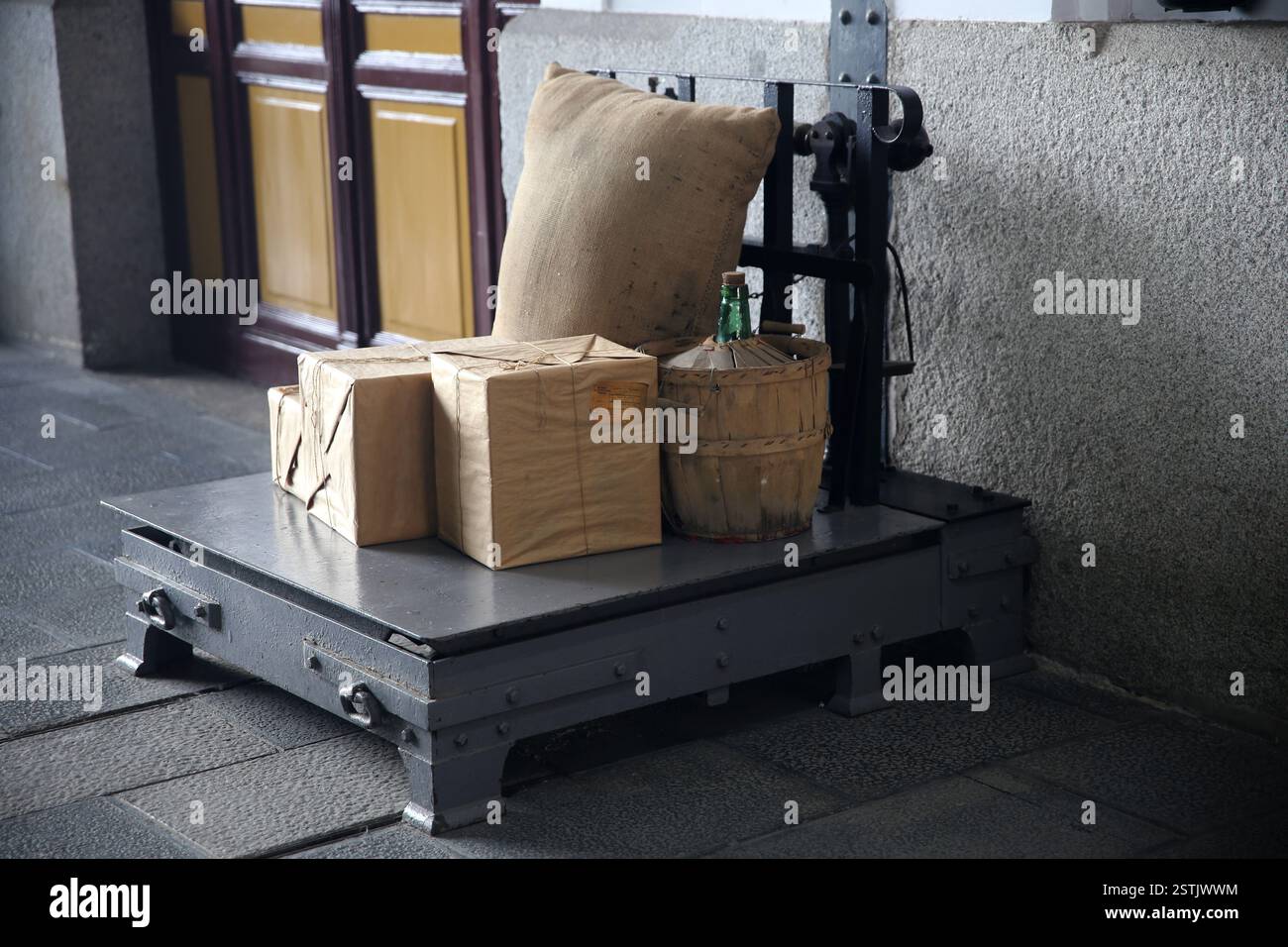 Antiqe railway station scale. Platform scale. Railway Museum, Madrid ...