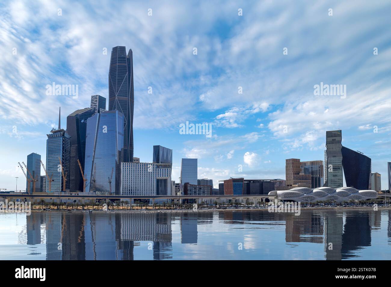 Beautiful New Riyadh Skyline after sunset. Riyadh city towers in Saudi ...