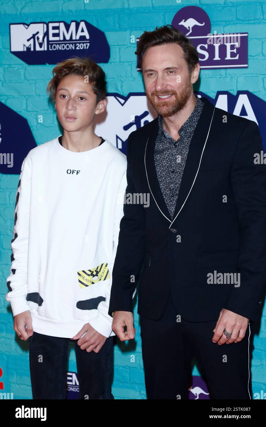 David Guetta (r) and son Tim Guetta attend the 2017 MTV Europe Music ...