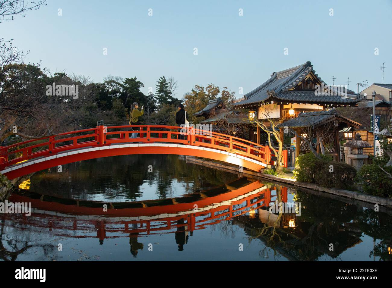 Kyoto, Japan, 3-3-2024: night view of temple Pavilion and a bridge ...