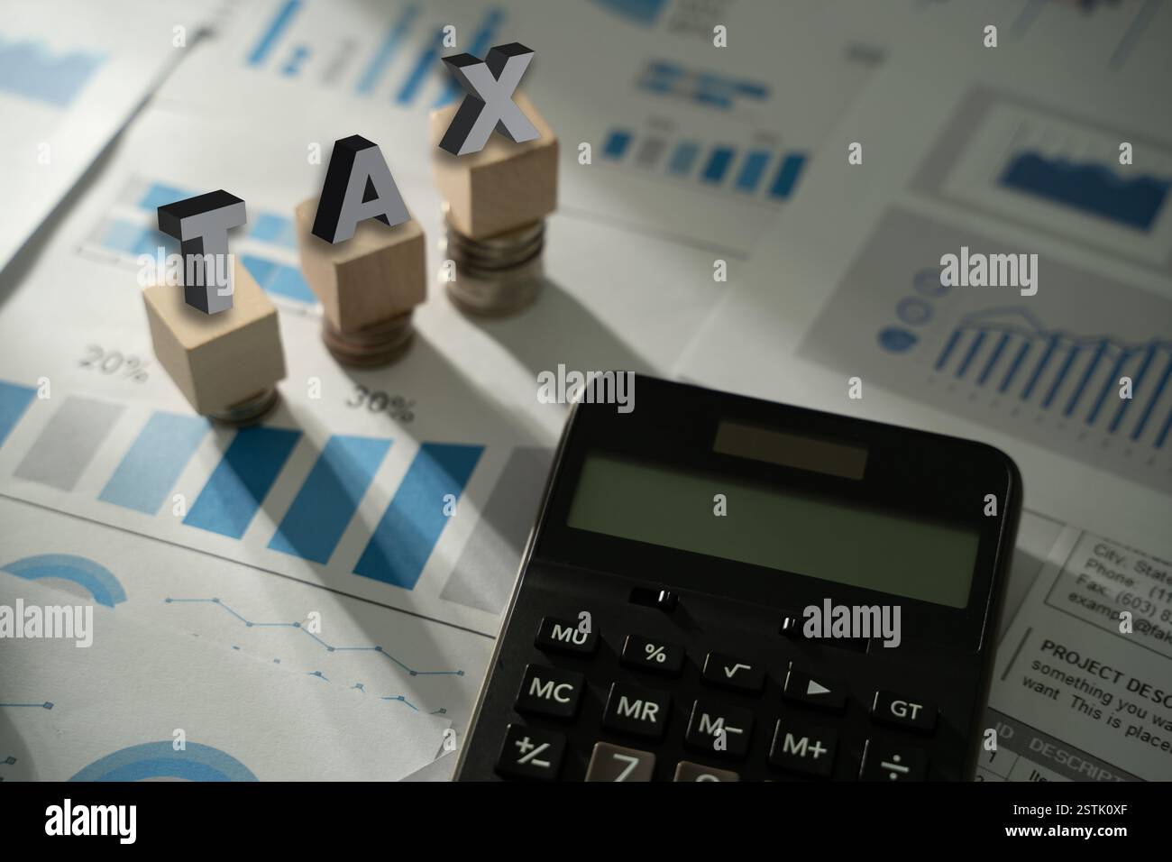 Calculation tax return Businessman calculating business balance prepare ...