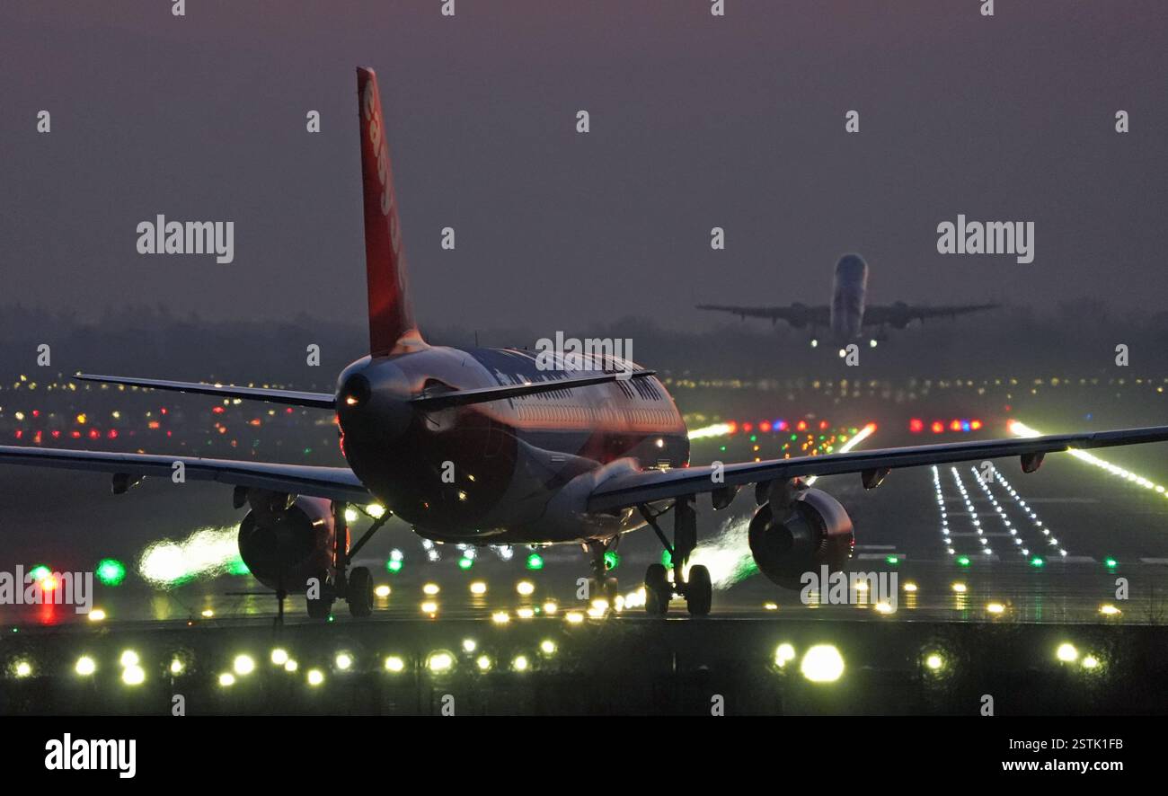 An EasyJet plane taxies before take off at London Gatwick Airport in ...