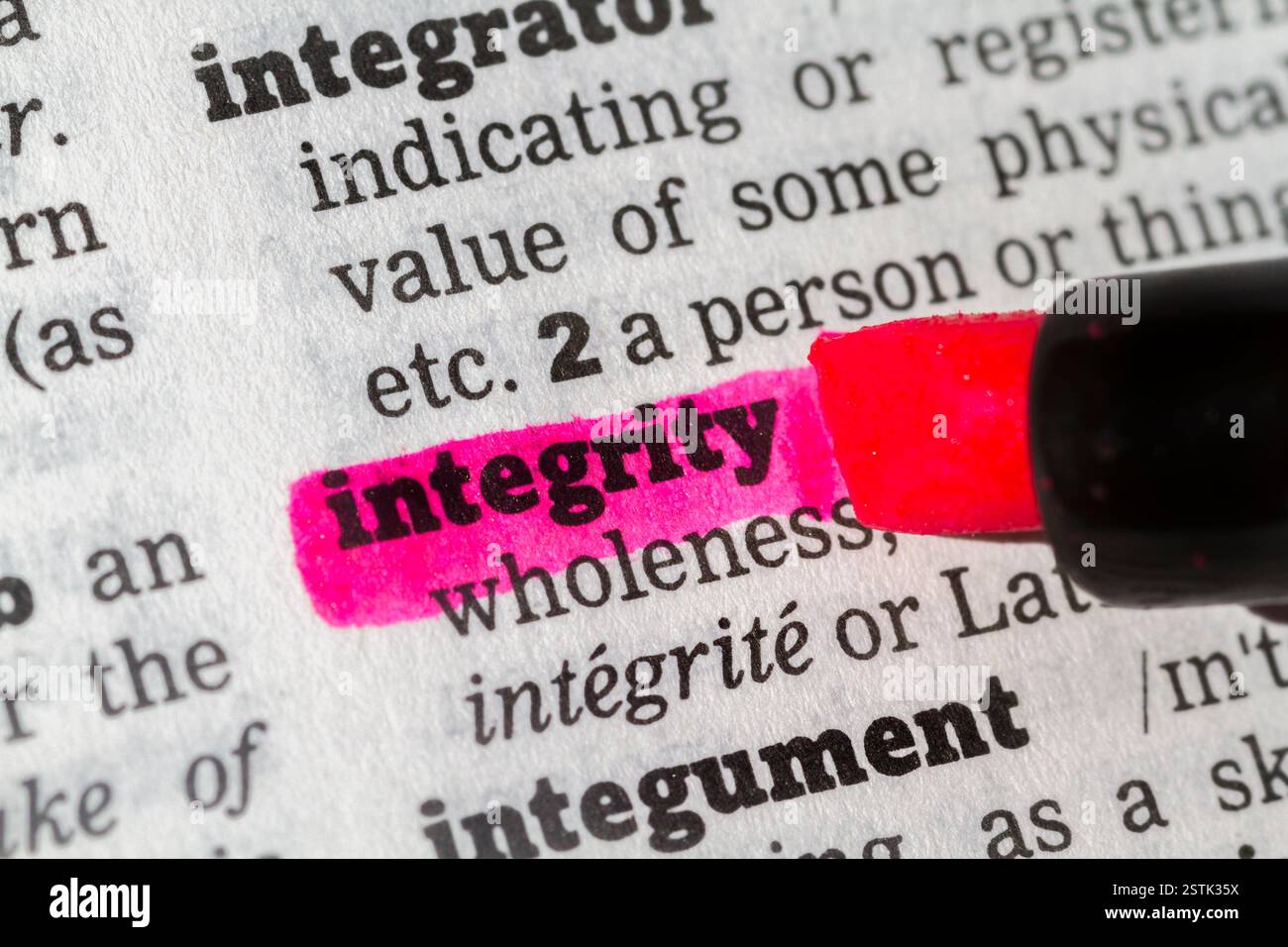 Integrity Dictionary Definition Stock Photo - Alamy