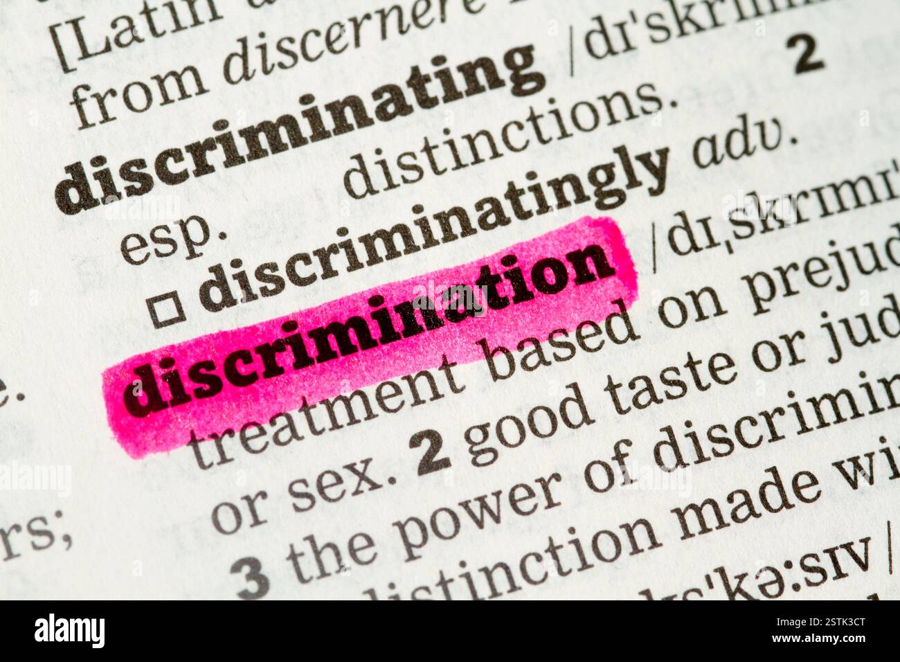 Discrimination Dictionary Definition Stock Photo - Alamy