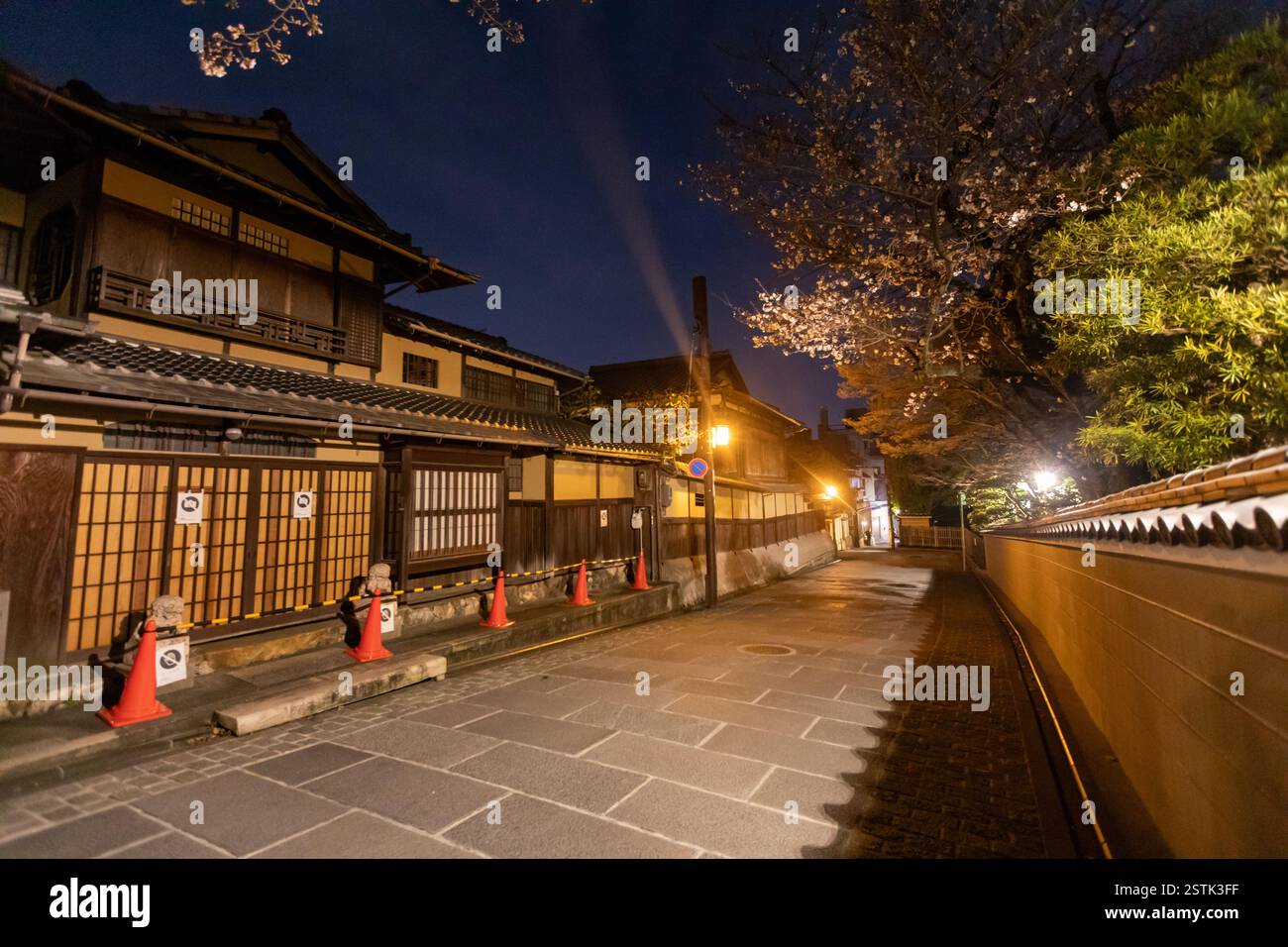 Kyoto, Japan, 3-3-2024: night scene of wooden traditional Gion geisha ...