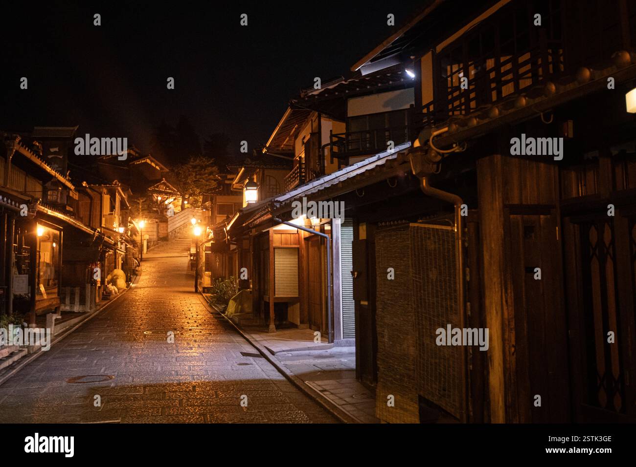 Kyoto, Japan, 3-3-2024: night scene of wooden traditional Gion geisha ...