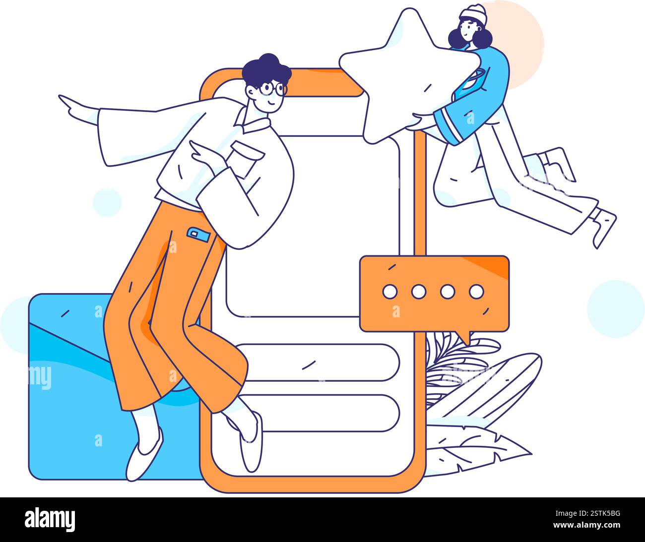 Virtual characters social communication concept business flat vector ...