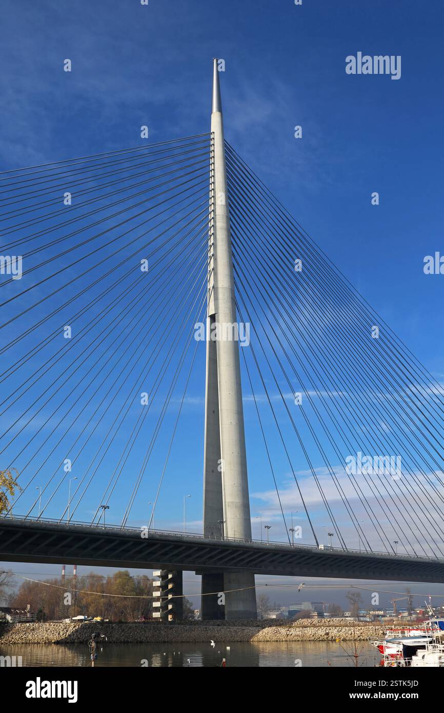 Pylon Bridge Belgrade Stock Photo - Alamy
