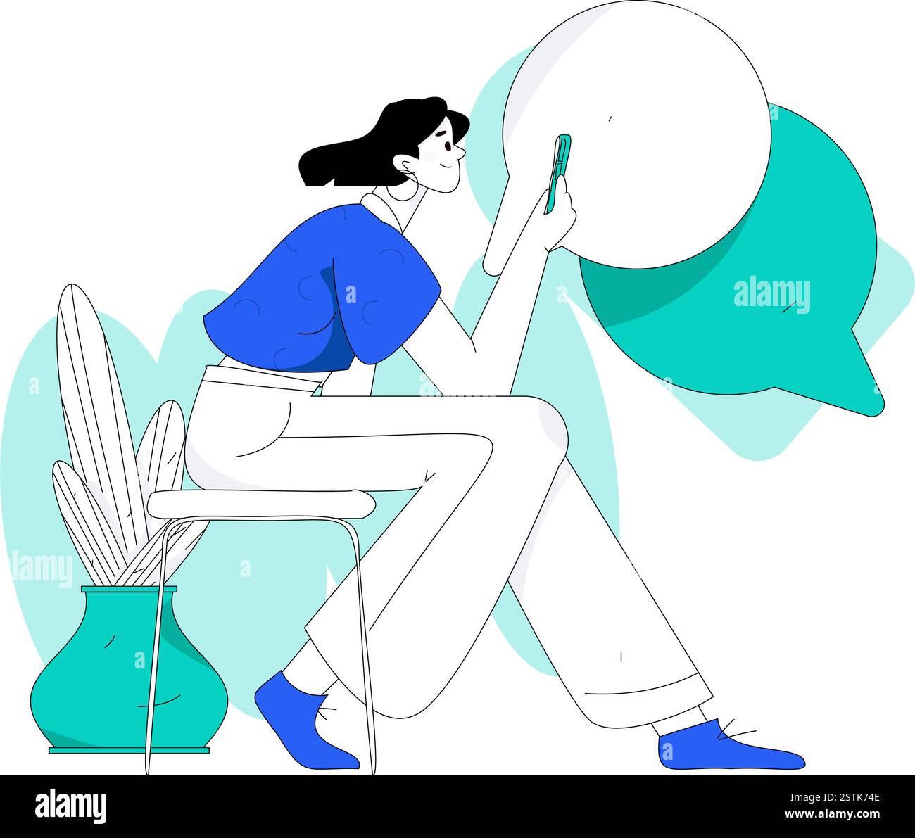 Virtual characters social communication concept business flat vector ...