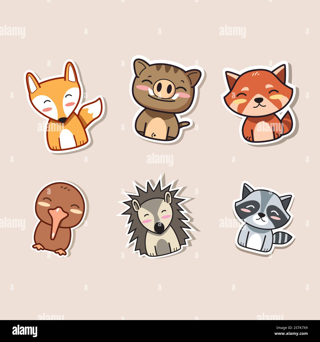 Colorful bundle of animals in cartoon vector illustration for kids and ...