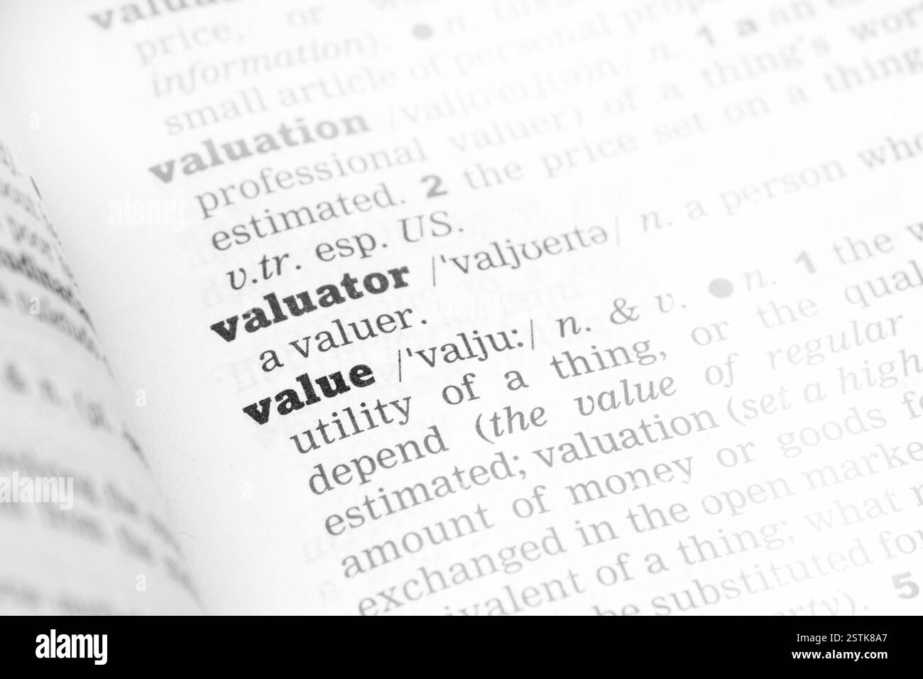 Value Dictionary Definition Stock Photo - Alamy