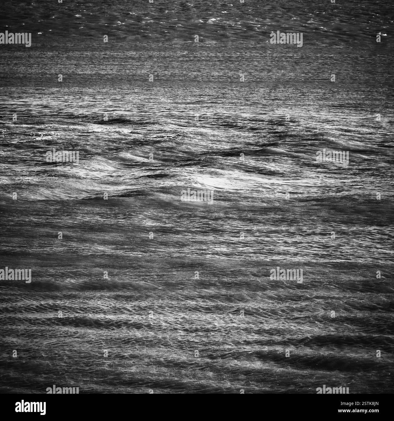 Black and white picture of waves in Lyme Regis bay, Dorset, England, UK ...