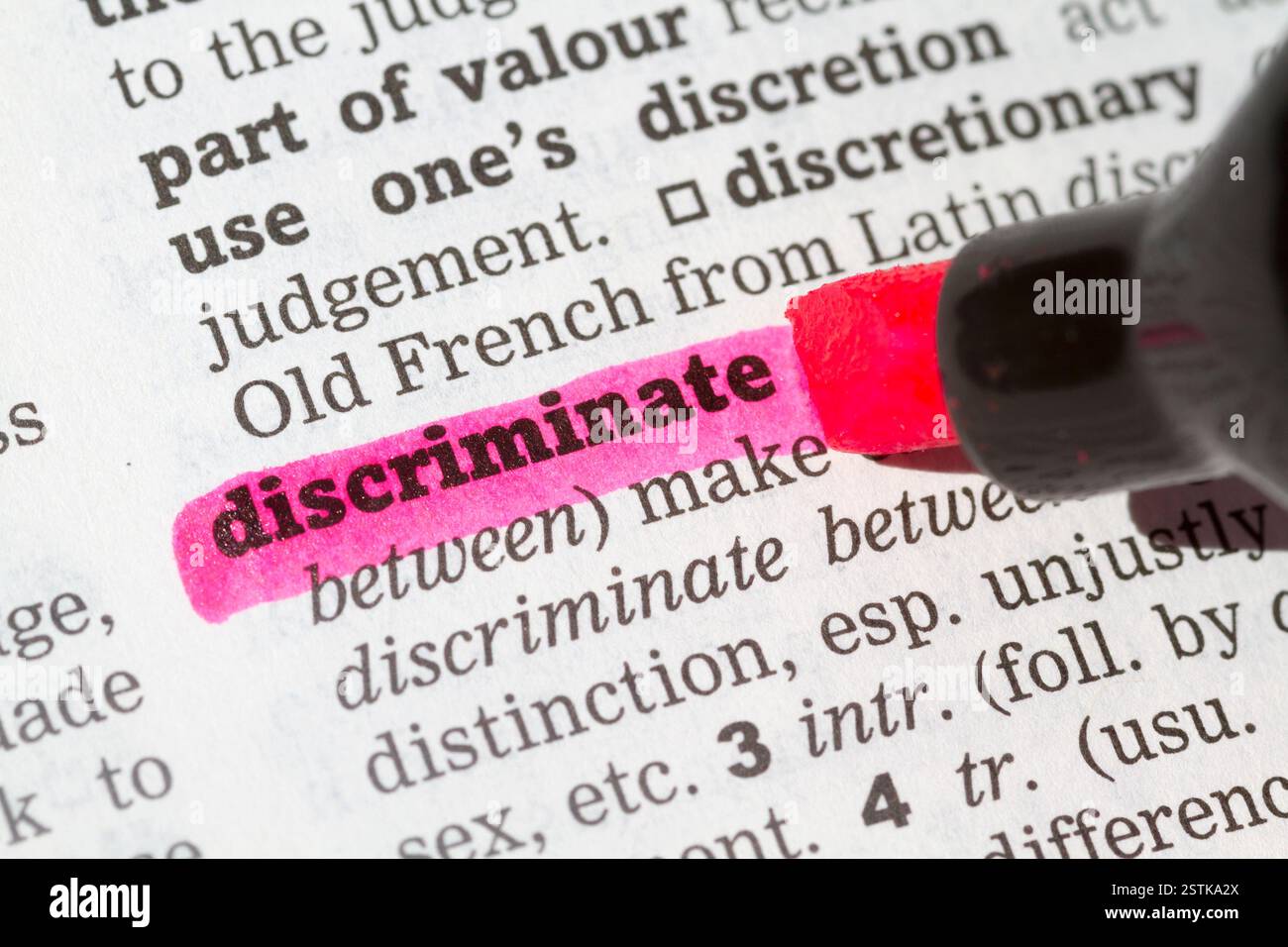 Discriminate Dictionary Definition Stock Photo - Alamy
