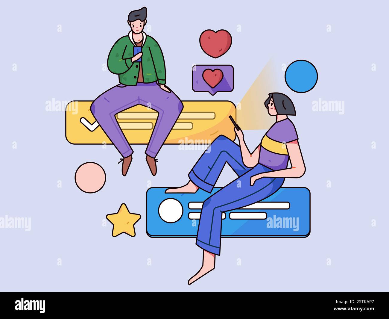 Virtual characters social communication concept business flat vector ...