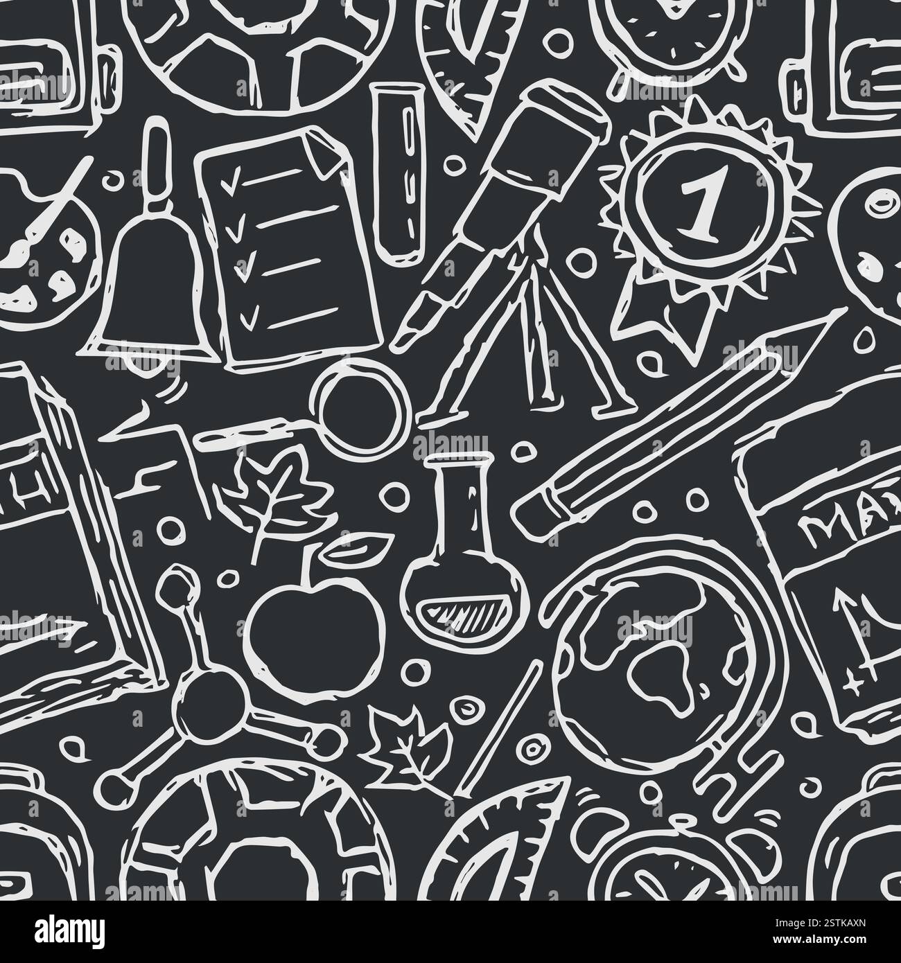 Seamless school pattern. Drawn school background. School sketch Stock ...