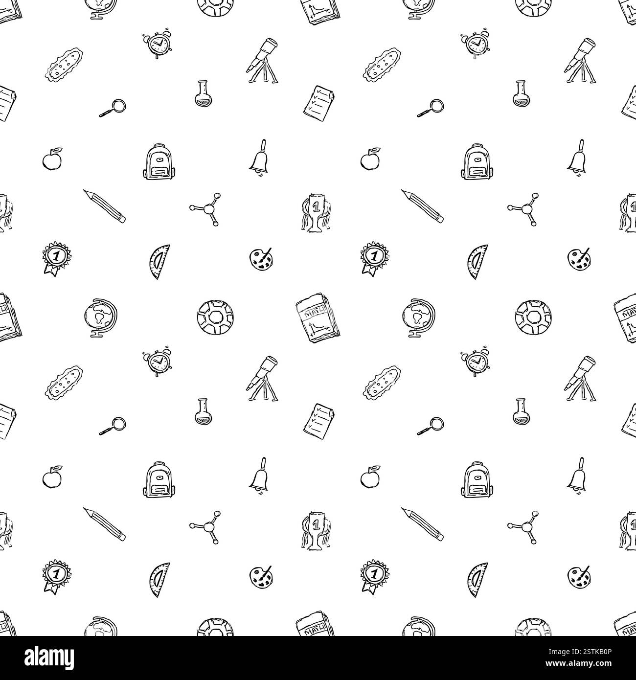 Seamless school pattern. Drawn school background. School sketch Stock ...