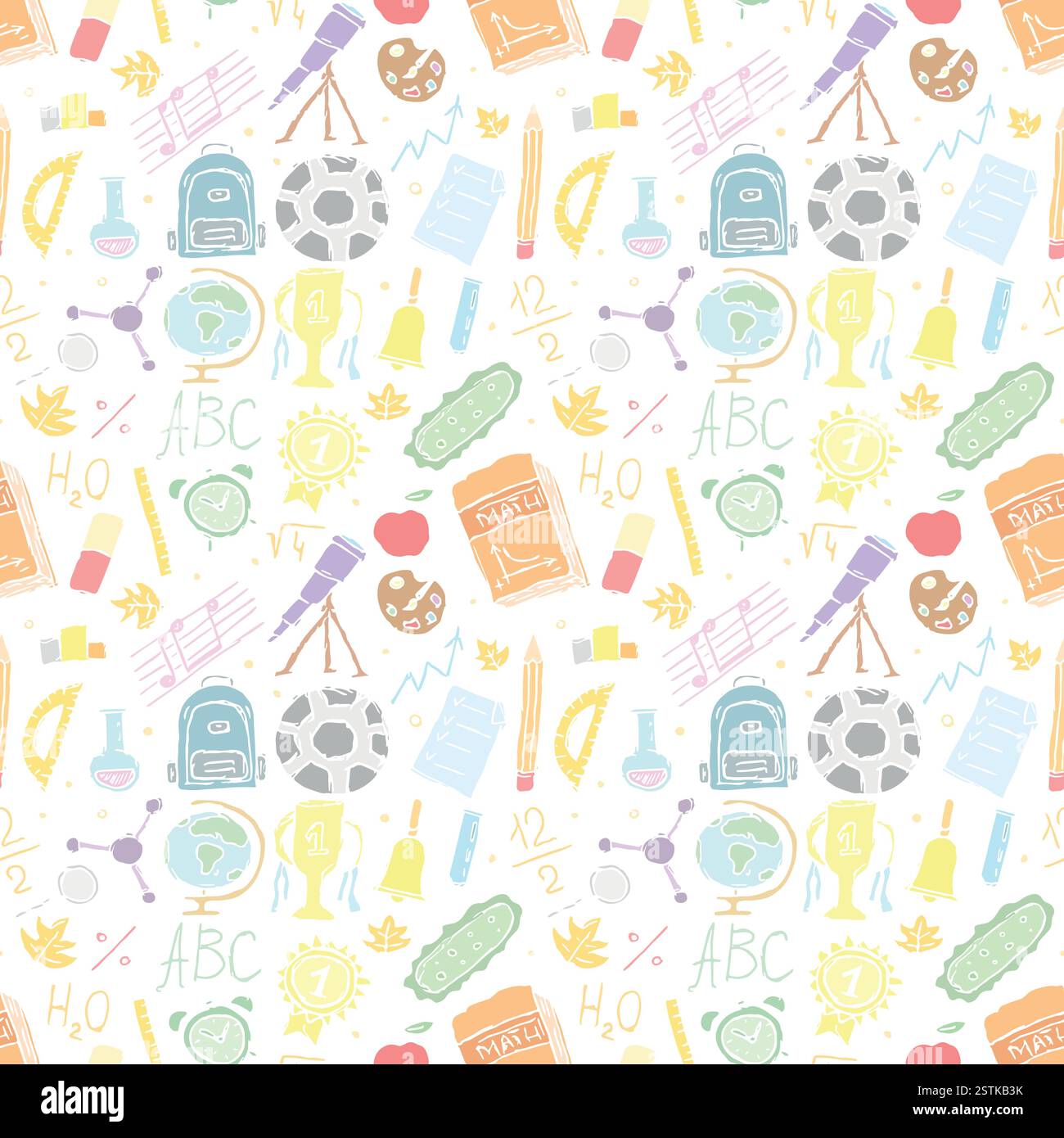 Seamless school pattern. Drawn school background. School sketch Stock ...