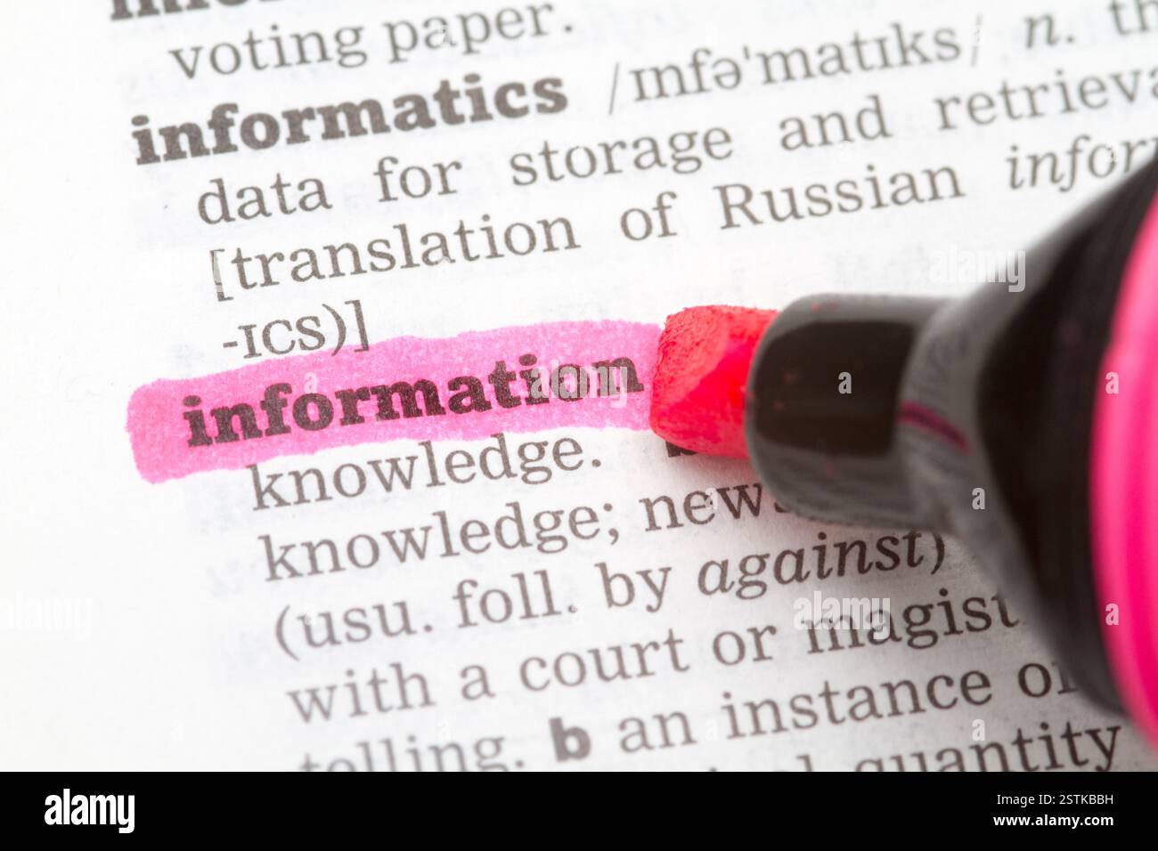 Information Dictionary Definition Stock Photo - Alamy