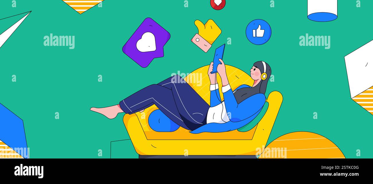 Virtual characters social communication concept business flat vector ...