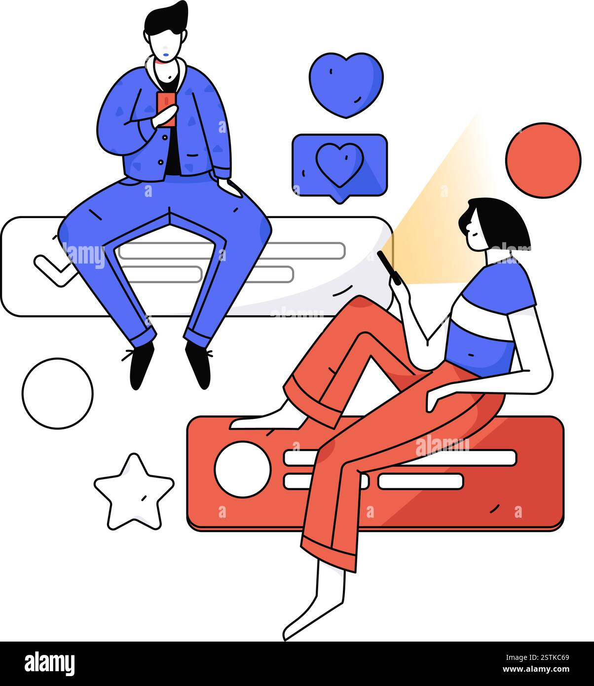 Virtual characters social communication concept business flat vector ...
