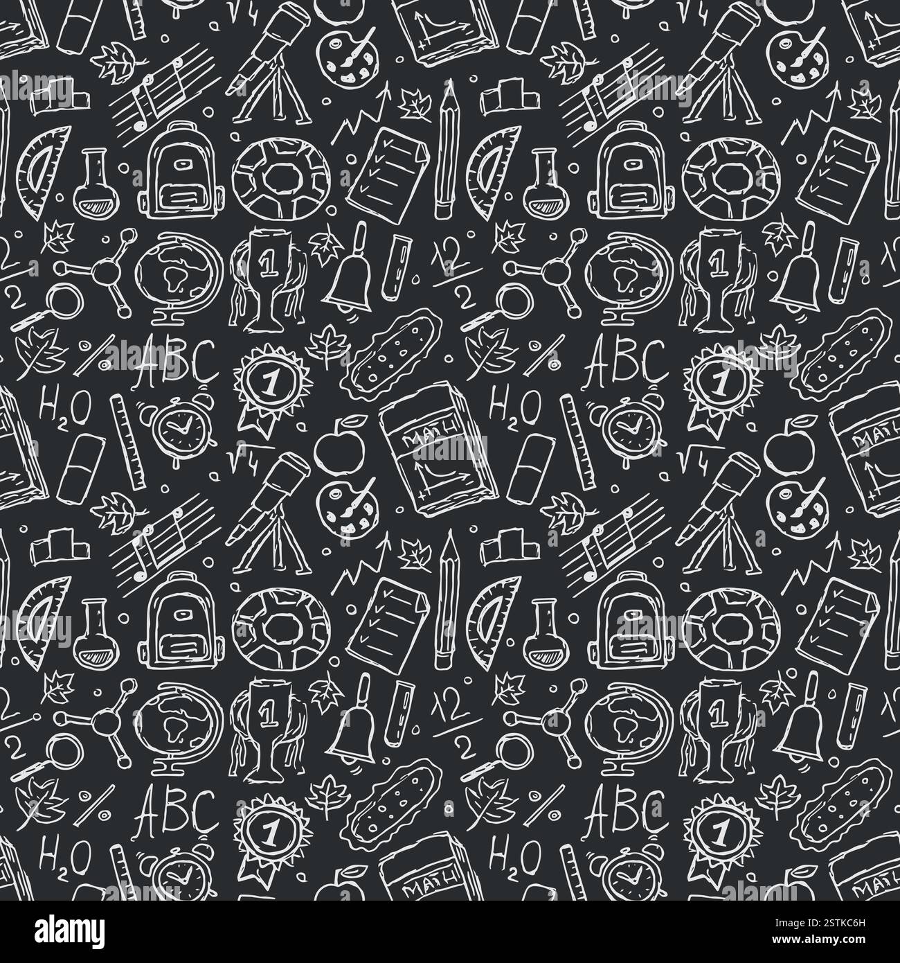 Seamless school pattern. Drawn school background. School sketch Stock ...
