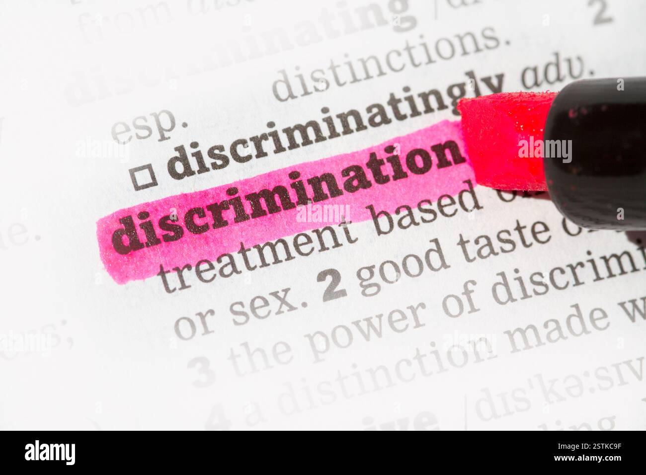 Discrimination Dictionary Definition Stock Photo - Alamy