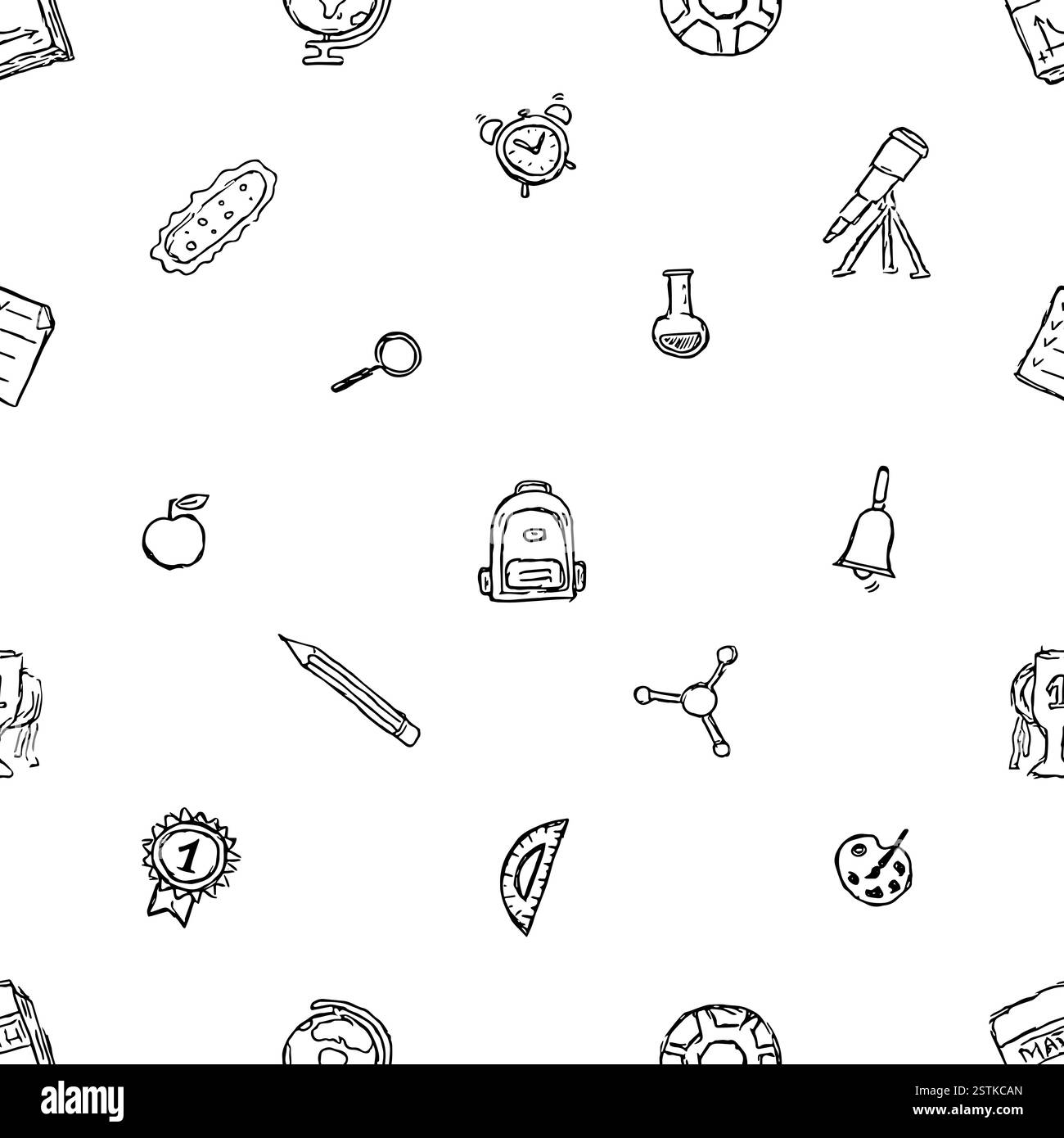 Seamless school pattern. Drawn school background. School sketch Stock ...