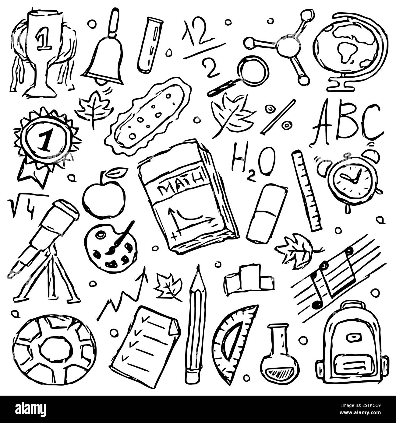 Drawn vector school icons. School sketch Stock Vector Image & Art - Alamy