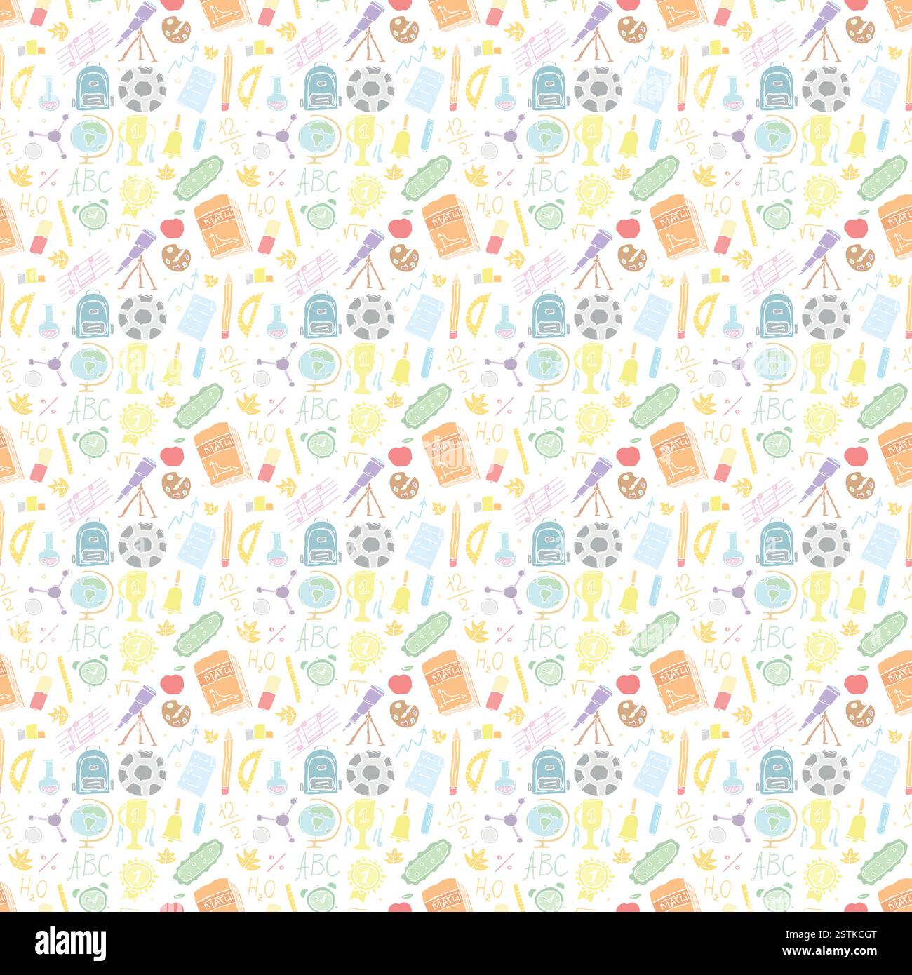 Seamless school pattern. Drawn school background. School sketch Stock ...