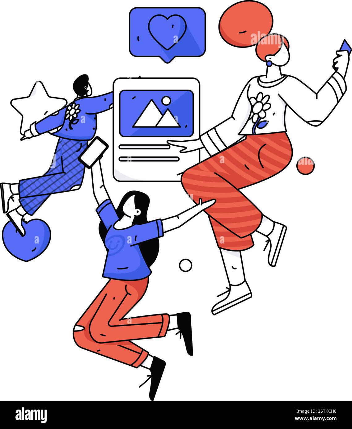 Virtual characters social communication concept business flat vector ...