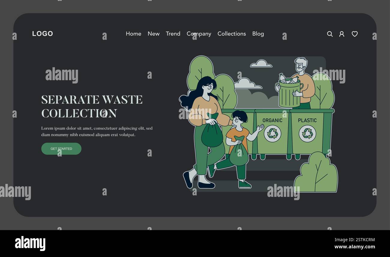 Eco Life concept. Promoting sustainability through separate waste collection practices. Families ...