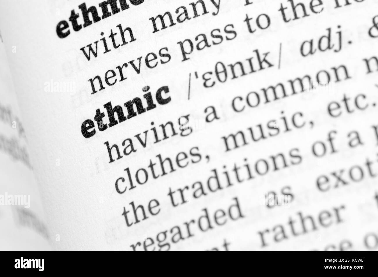 Ethnic Dictionary Definition closeup with soft focus Stock Photo - Alamy