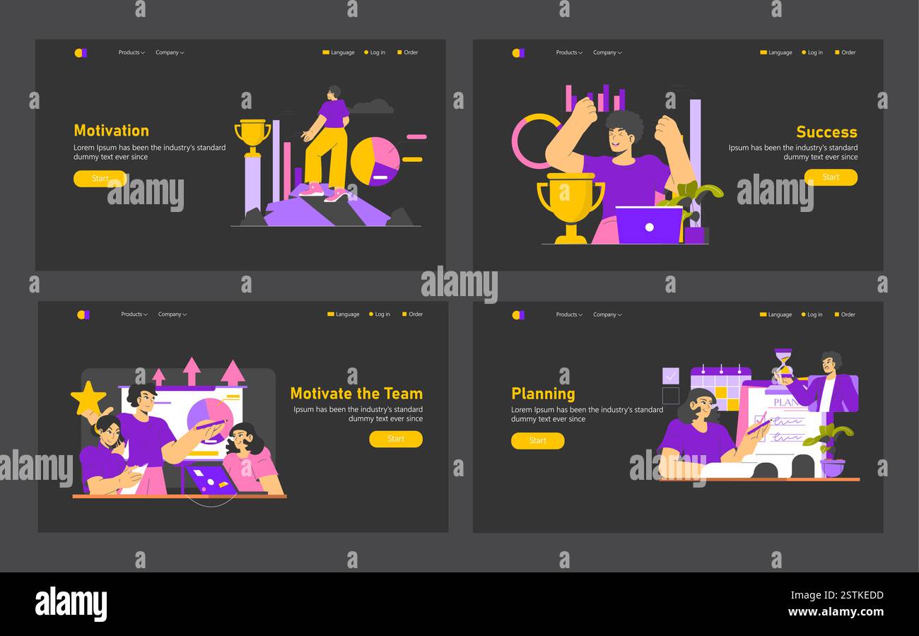 Goal achievement illustration set. Engaging visuals represent ...