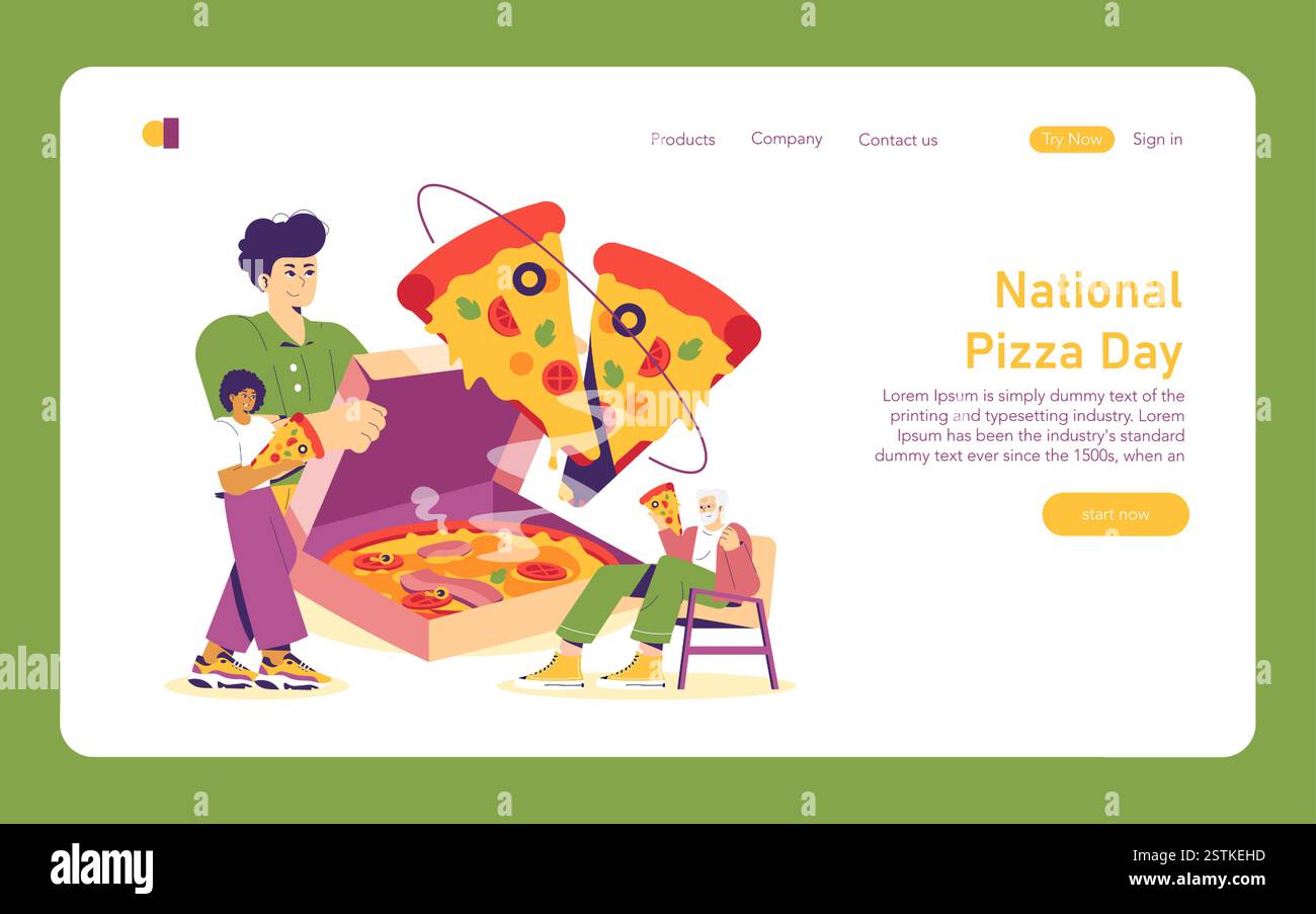 National Pizza Day celebration. Families and friends gather to enjoy a ...