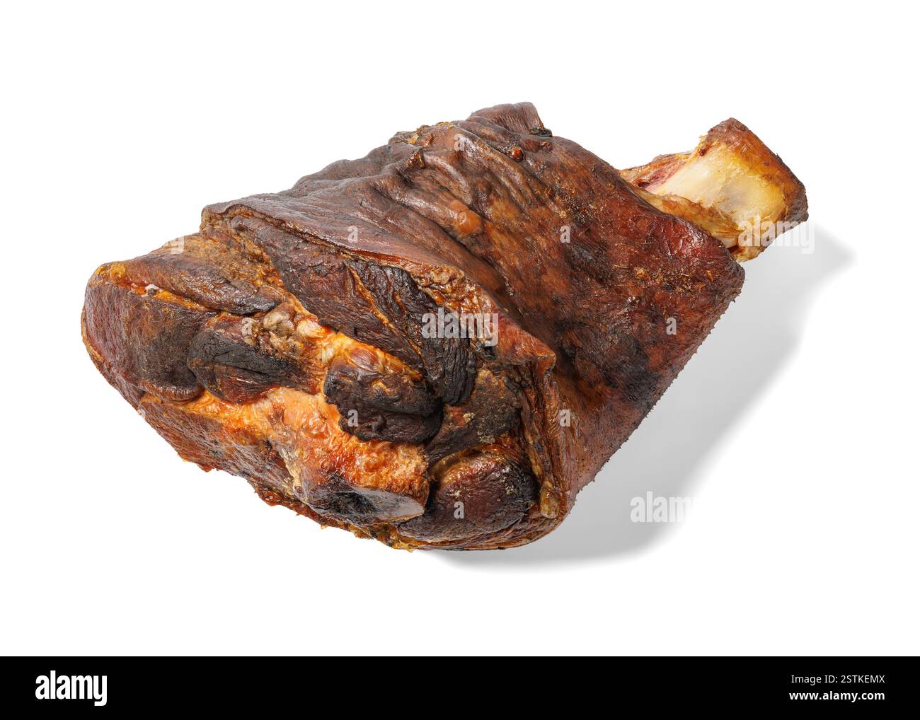 Smoked pork knuckle, ham hock, isolated on white background with shadow ...