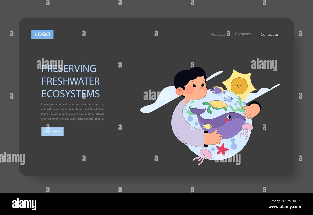 World Water Day illustration. Focuses on the importance of preserving freshwater ecosystems ...