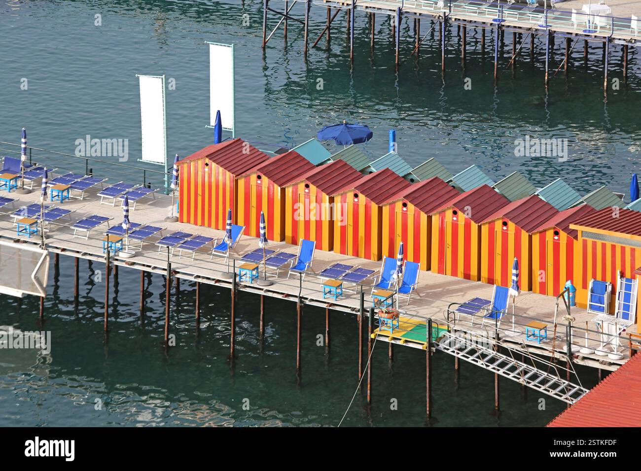 Colorful Beach Cabin Boxes in Sorrento Italy Stock Photo - Alamy