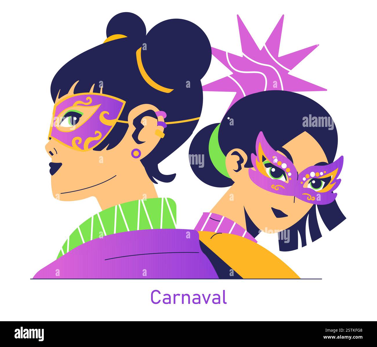 Mardi Gras illustration. Captures the essence of Carnaval through two ...