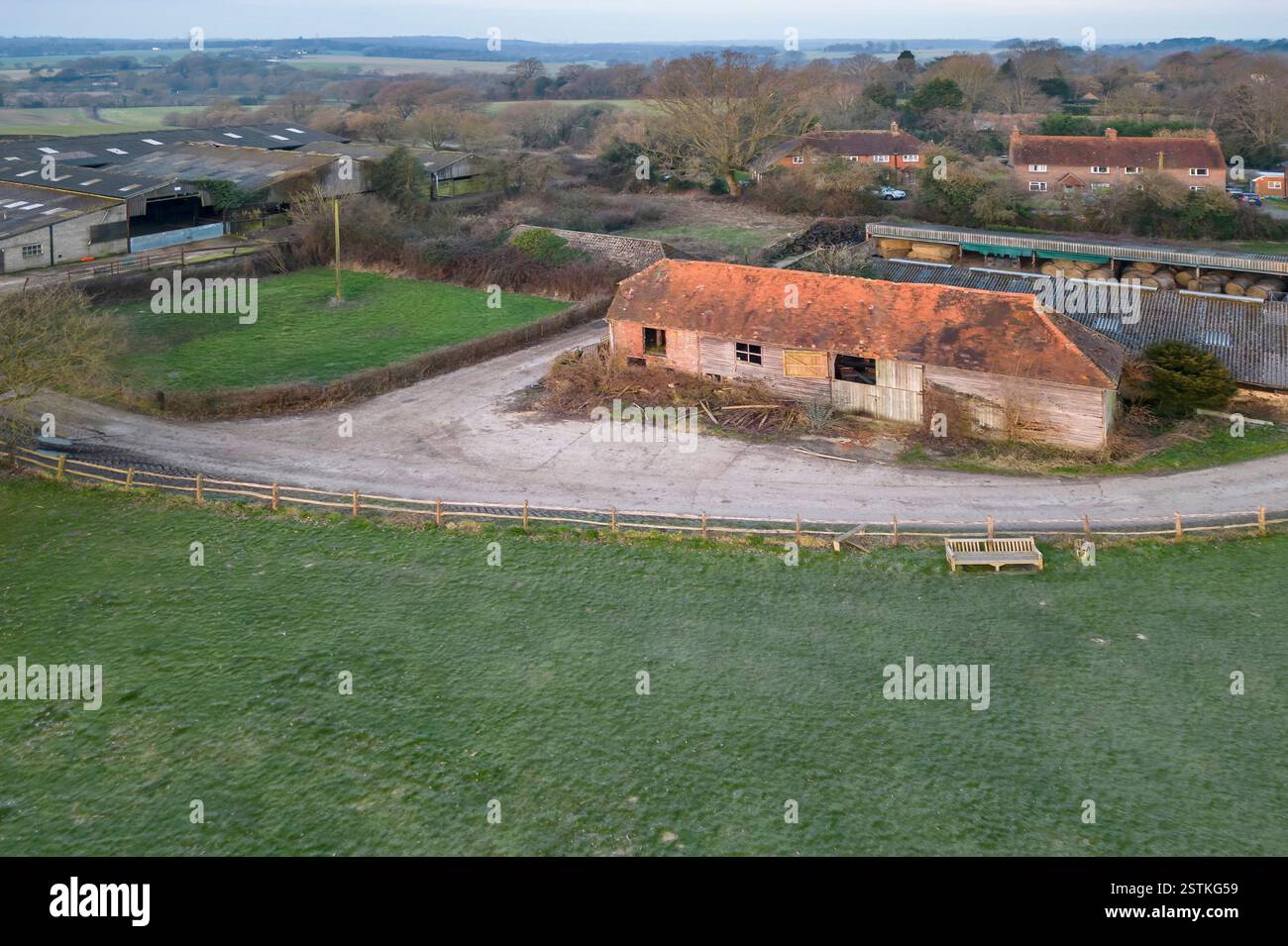 aerial view of the village of fletching from the recreation ground in ...