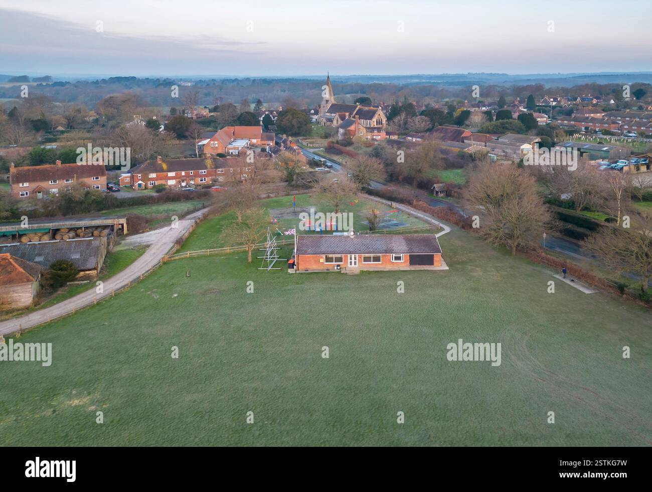 aerial view of the village of fletching from the recreation ground in ...