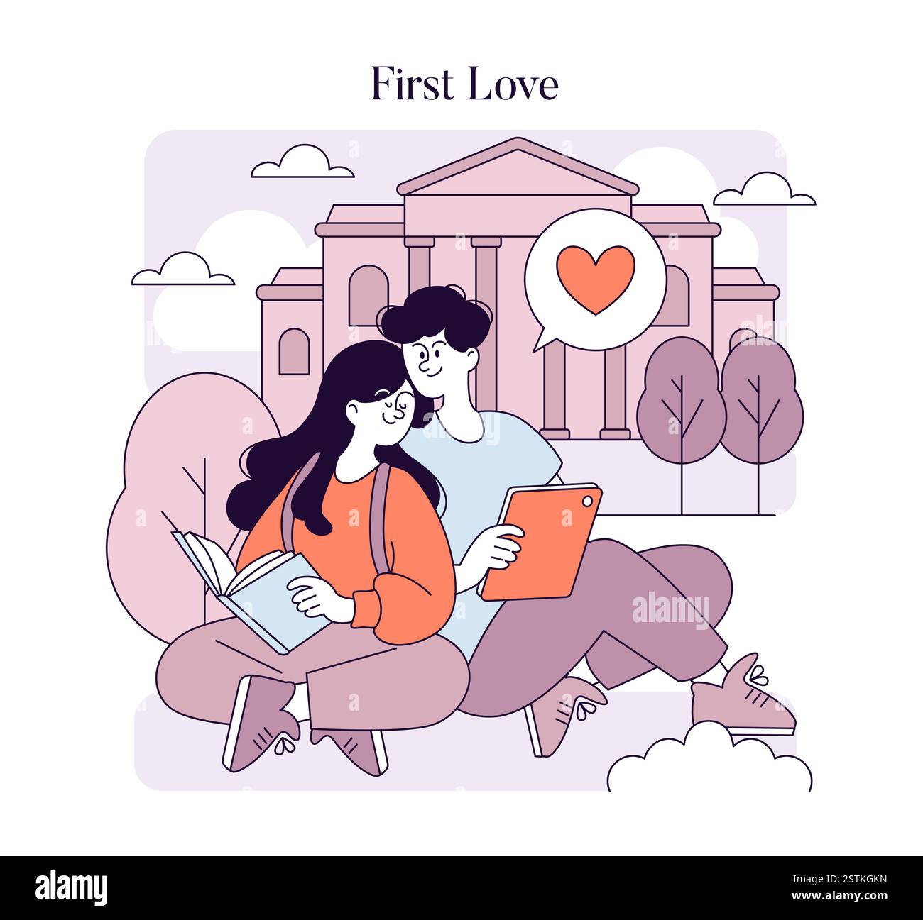 First Love concept. A joyful moment shared between two young ...