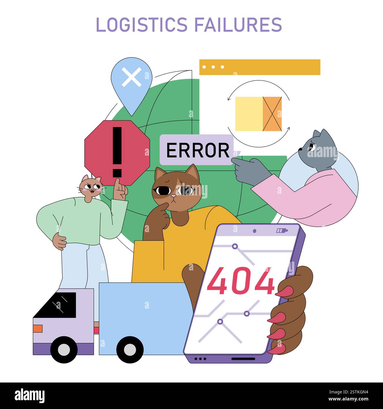 Logistics failures concept. Illustrating issues in supply chain ...