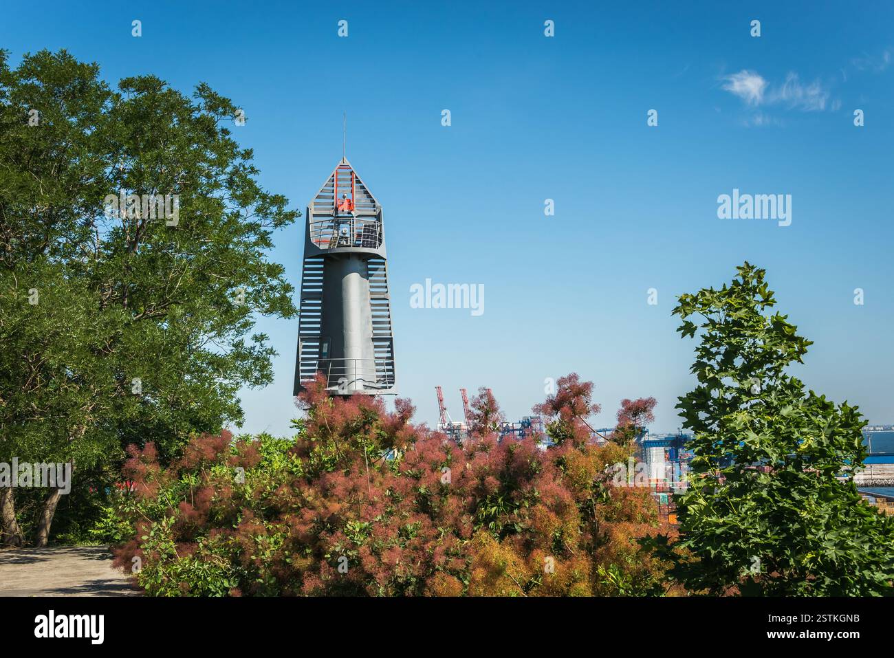 Old lighthouse in the Cargo Port of Odessa Stock Photo - Alamy