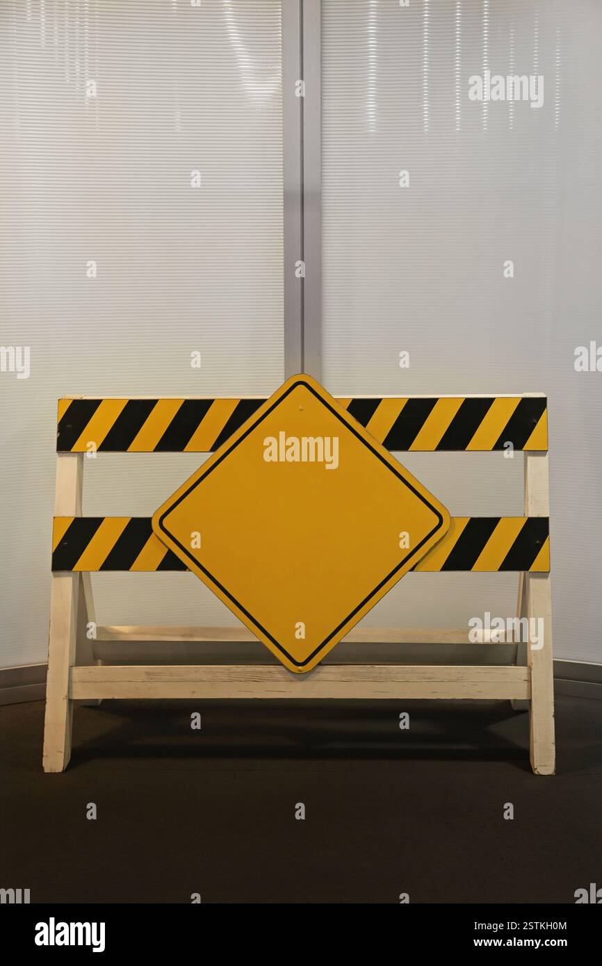 Construction Sign Barrier Stock Photo - Alamy